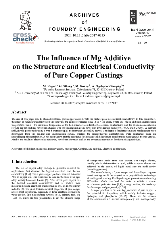 (PDF) The Influence of Mg Additive on the Structure and Electrical ...