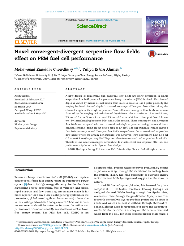 (PDF) Novel convergent-divergent serpentine flow fields effect on PEM ...