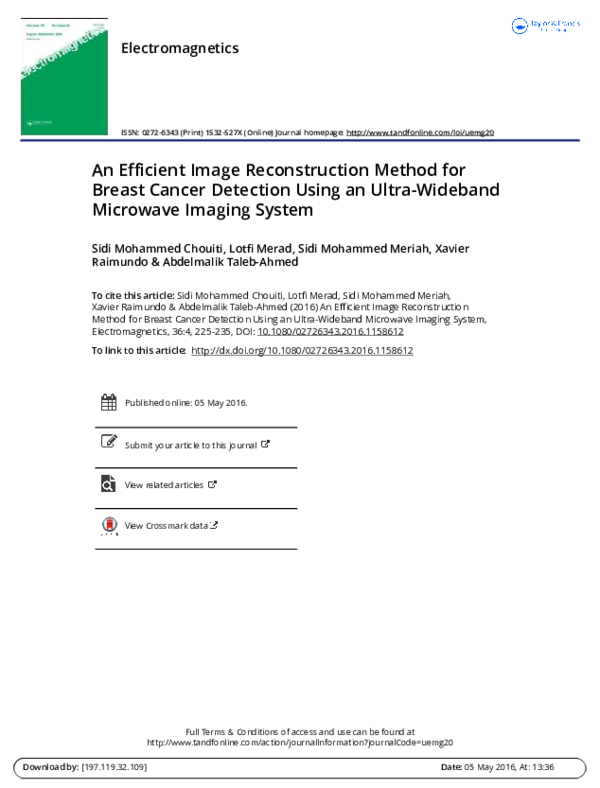 Pdf An Efficient Image Reconstruction Method For Breast Cancer Detection Using An Ultra