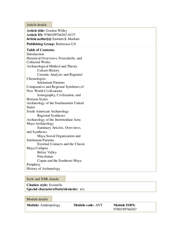 (PDF) Gordon Willey, Oxford Bibliographies