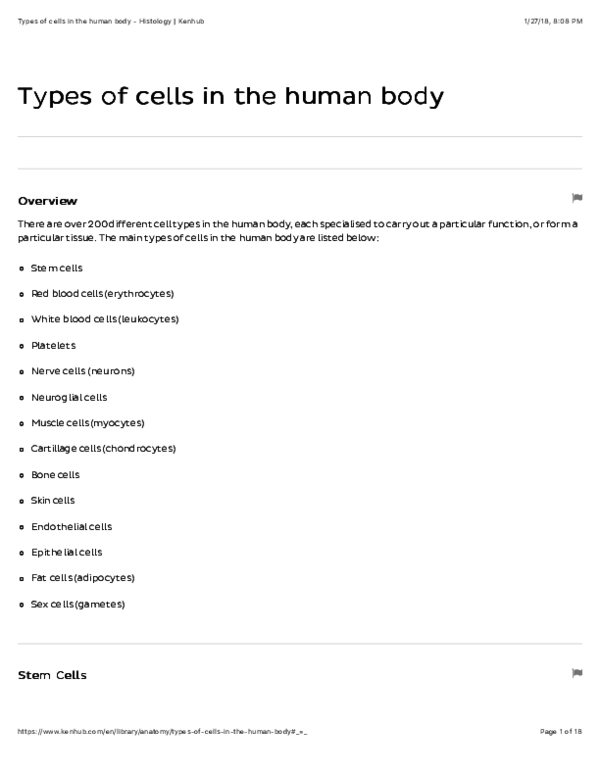 (PDF) Types of cells in the human body Histology Kenhub
