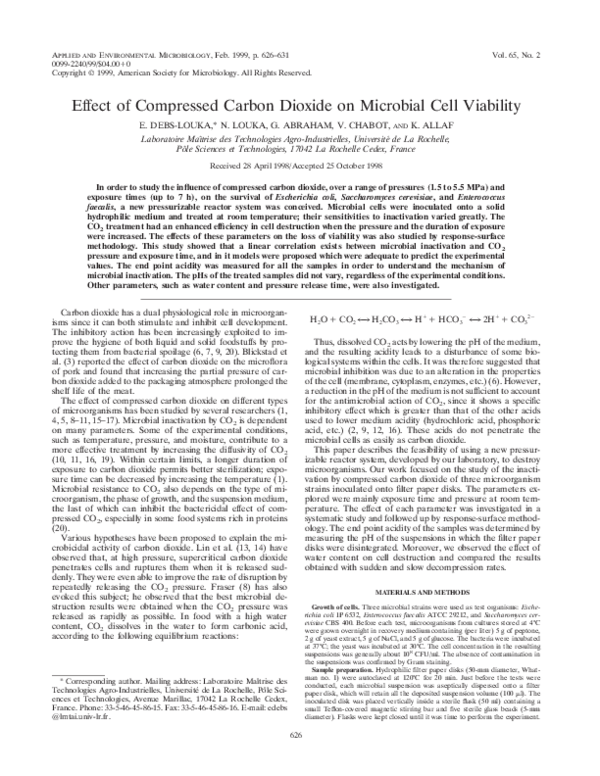 (PDF) Effect of Compressed Carbon Dioxide on Microbial Cell Viability
