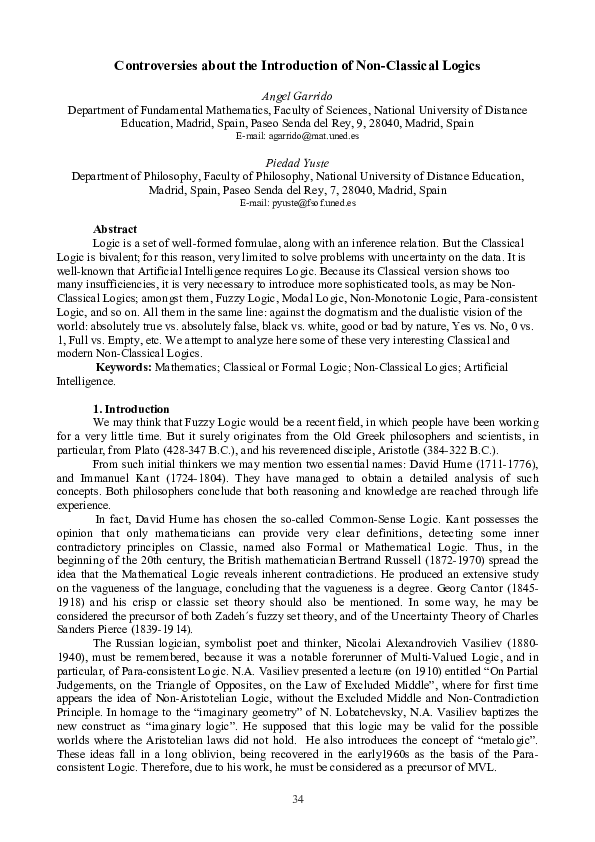 (PDF) Controversies about the Introduction of Non-Classical Logics