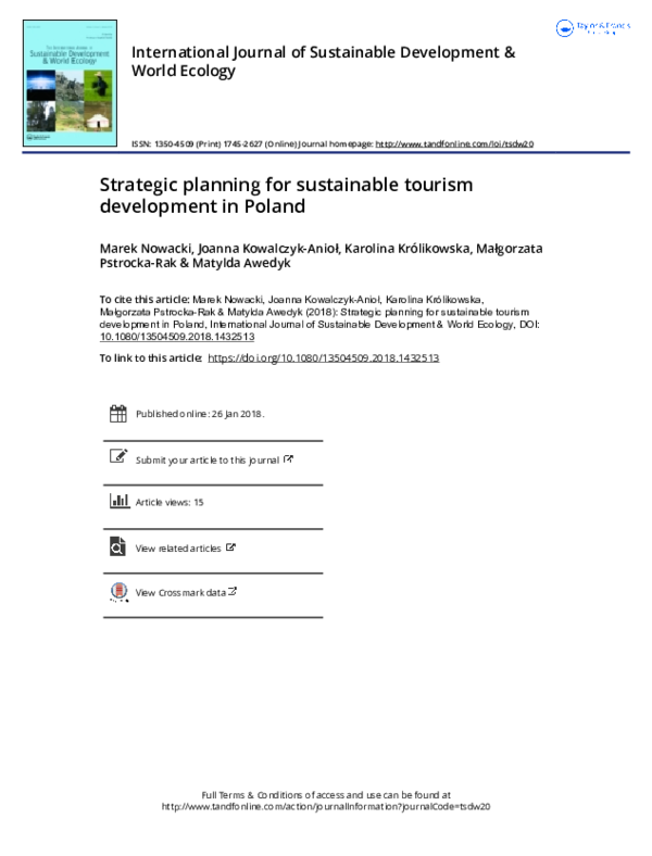 (PDF) Strategic planning for sustainable tourism development in Poland
