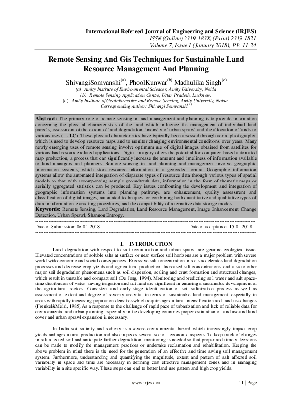 Pdf Remote Sensing And Gis Techniques For Sustainable Land Resource