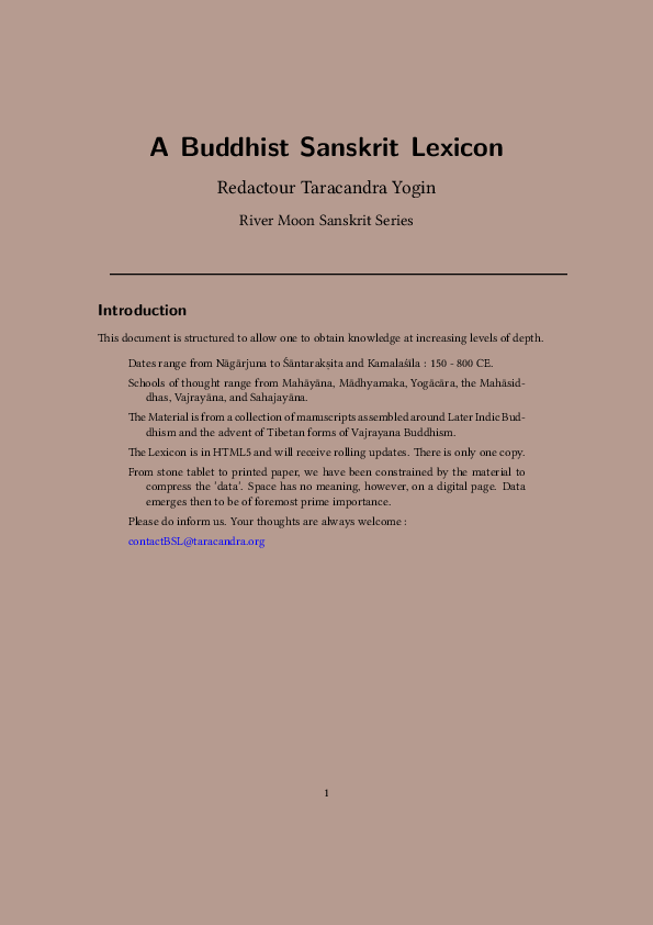 (PDF) A Buddhist Sanskrit Lexicon | Taracandra Yogin - Academia.edu