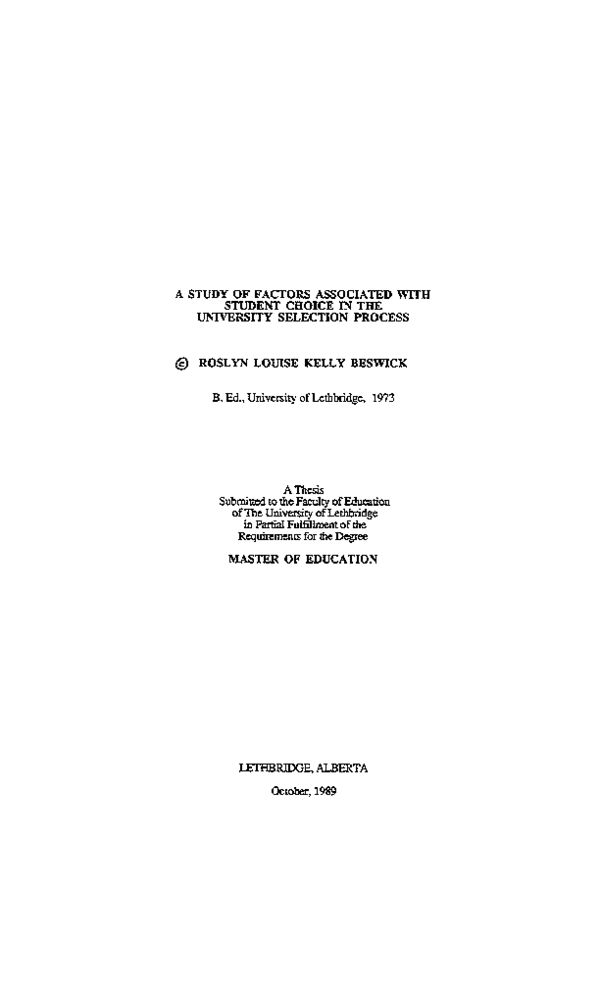 (PDF) A STUDY OF FACTORS ASSOCIATED WITH STUDENT CHOICE IN THE UNIVERSITY SELECTION PROCESS