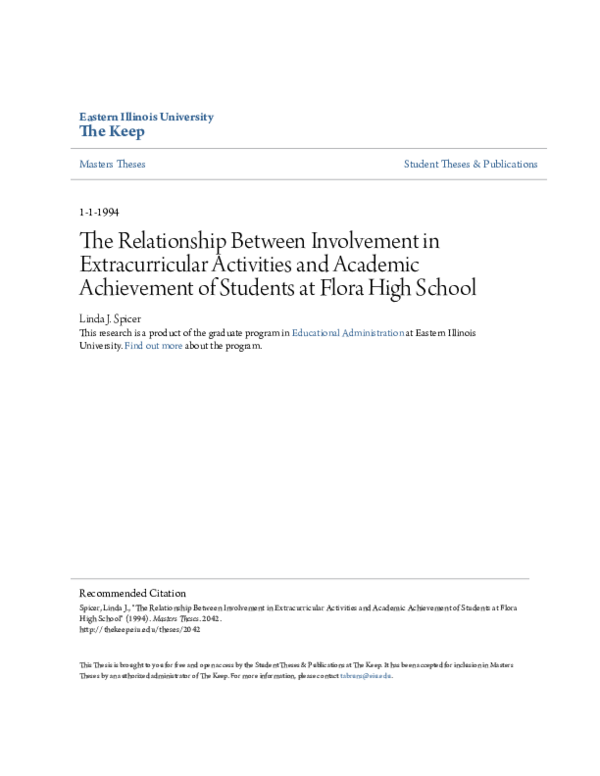 (PDF) The Relationship Between Involvement in Extracurricular ...