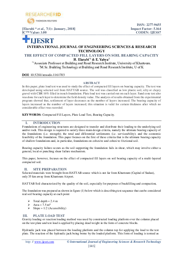 (PDF) THE EFFECT OF COMPACTED FILL LAYERS ON SOIL BEARING CAPACITY
