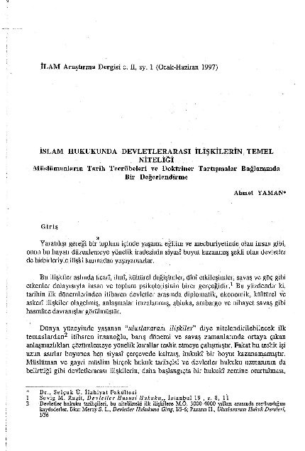 (PDF) İSLÂM HUKUKUNDA DEVLETLERARASI İLİŞKİLERİN TEMEL NİTELİĞİ ...