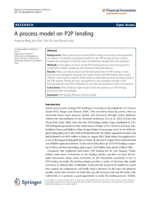 (PDF) A process model on P2P lending