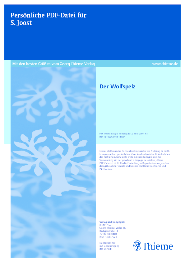 (PDF) Der Wolfspelz. Löschungsresistente mythologische Ansätze in der Therapie von ...