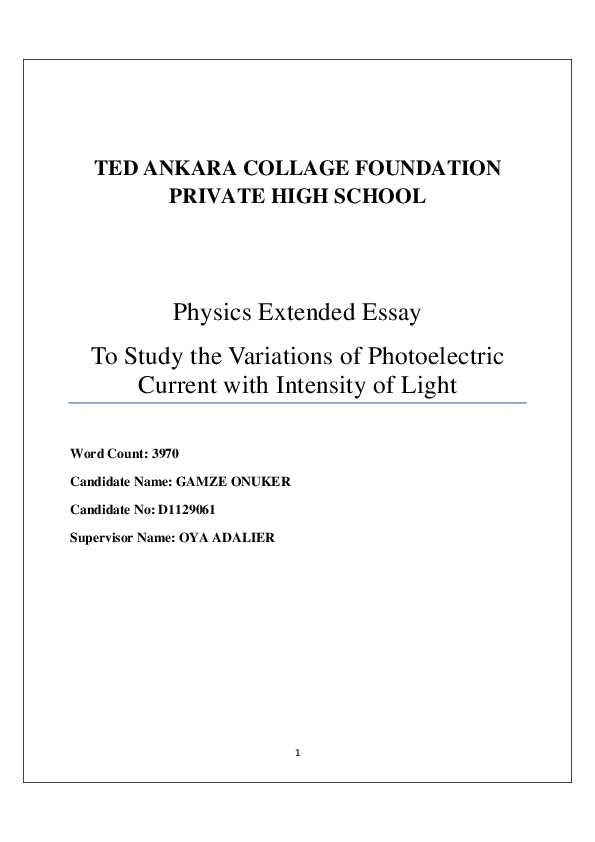 (PDF) Physics Extended Essay To Study the Variations of Photoelectric ...