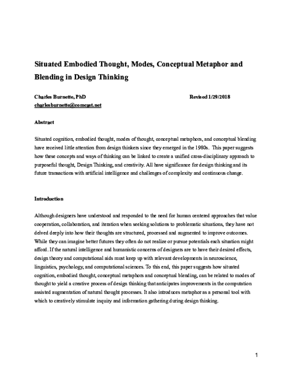 (PDF) Situated, Embodied Thought, Modes, Conceptual Metaphor and ...
