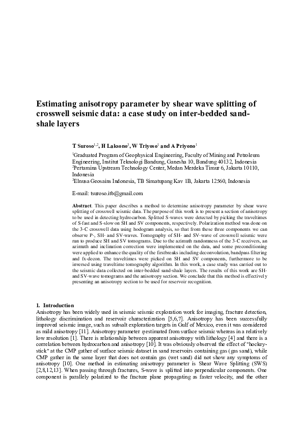 (PDF) Estimating anisotropy parameter by shear wave splitting of crosswell seismic data: a case ...