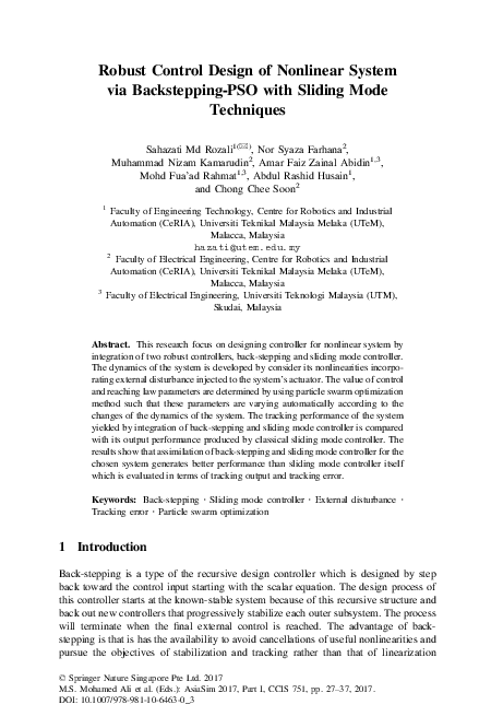 (PDF) Robust Control Design of Nonlinear System via Backstepping-PSO ...