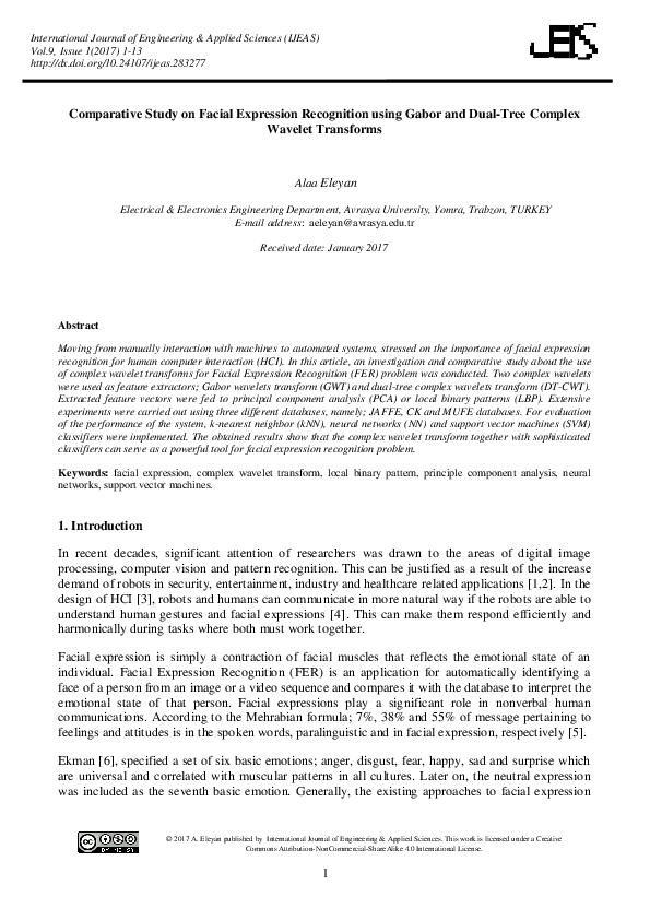 (PDF) Comparative Study on Facial Expression Recognition using Gabor and Dual-Tree Complex ...