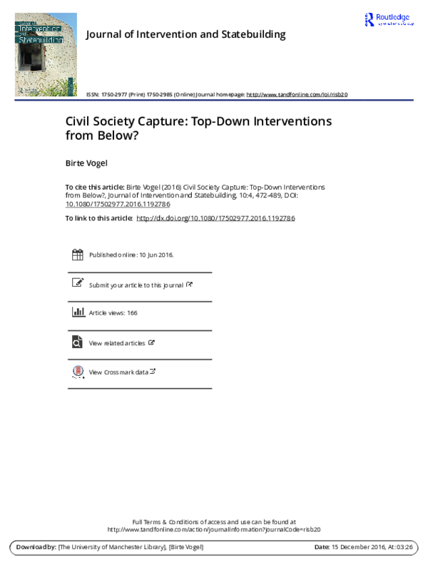 (PDF) Civil Society Capture: top-down interventions from below?