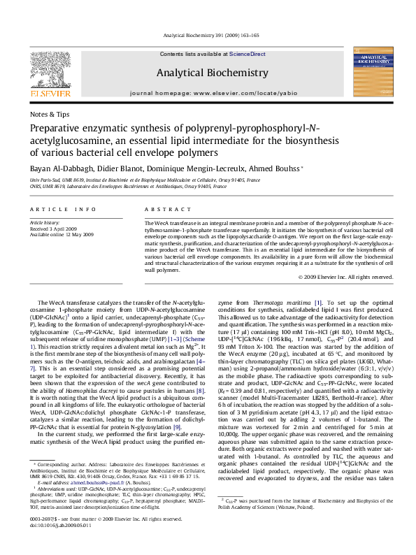 (PDF) Preparative enzymatic synthesis of polyprenyl-pyrophosphoryl-N ...