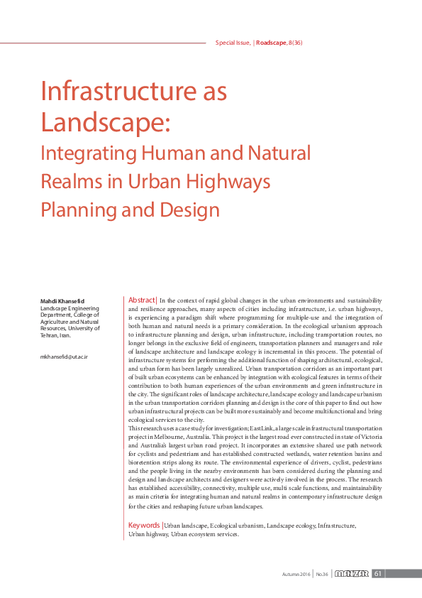 (PDF) Infrastructure as Landscape: Integrating Human and Natural Realms ...