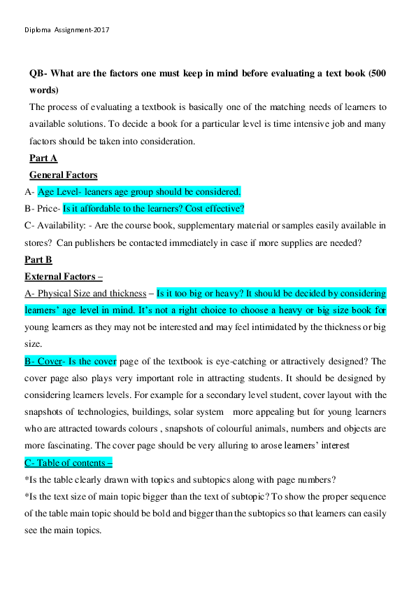 (DOC) A Text Book Evaluation