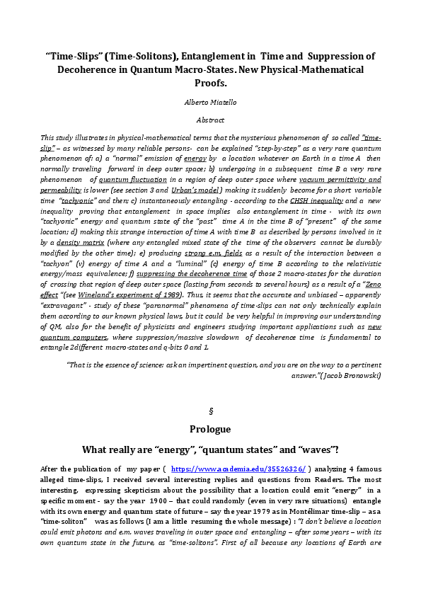 (PDF) " Time-Slips " (Time-Solitons), Entanglement in Time and ...
