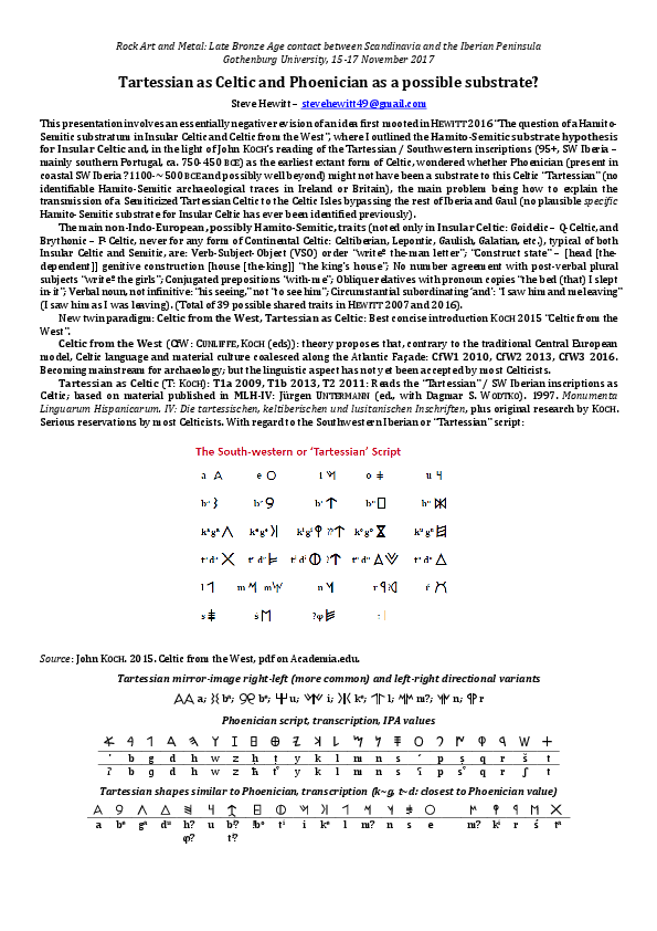 (PDF) Tartessian as Celtic and Phoenician as a possible substrate