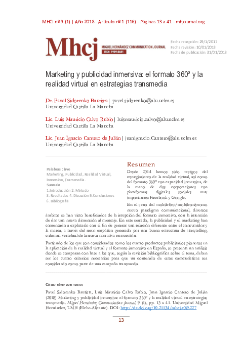 (PDF) Marketing y publicidad inmersiva: el formato 360º y la realidad ...