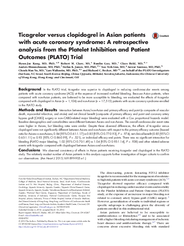 (PDF) Ticagrelor versus clopidogrel in Asian patients with acute ...