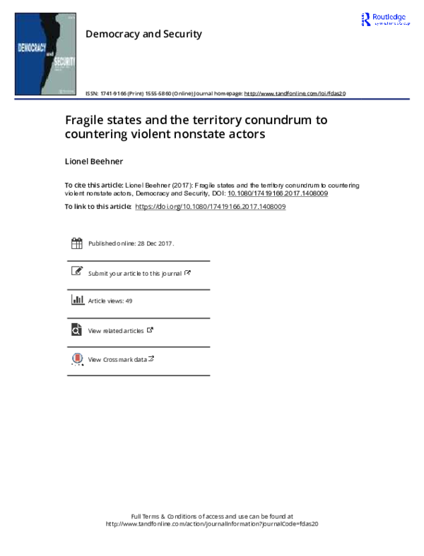 (PDF) Democracy and Security Fragile states and the territory conundrum ...