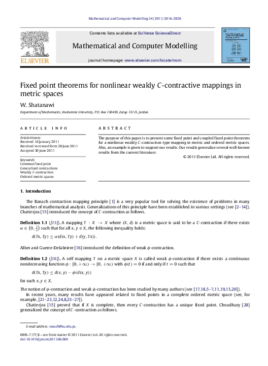 Pdf Fixed Point Theorems For Nonlinear Weakly Contractive Mappings In Metric Spaces