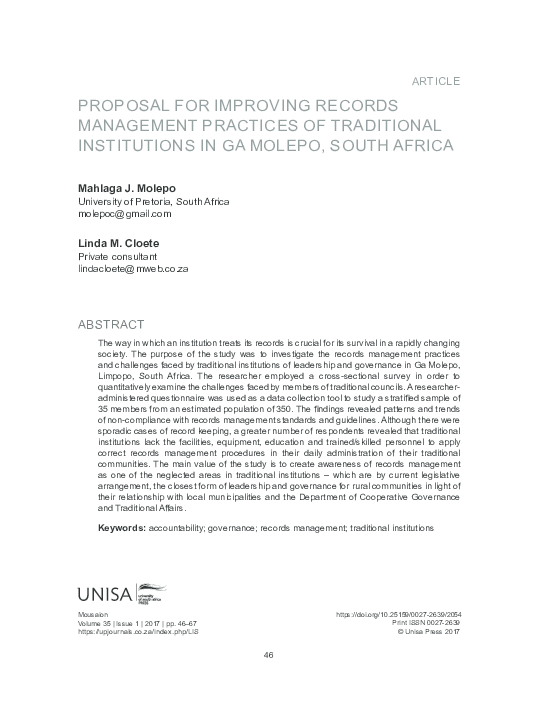 (PDF) PROPOSAL FOR IMPROVING RECORDS MANAGEMENT PRACTICES OF ...
