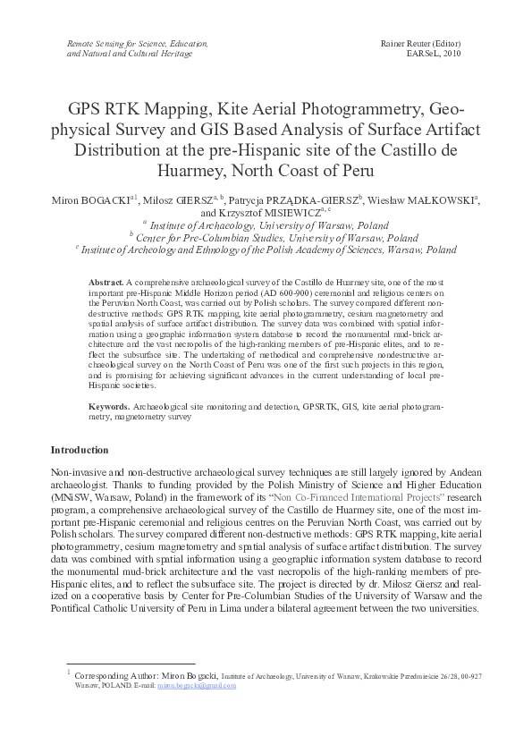 (PDF) GPS RTK Mapping, Kite Aerial Photogrammetry, Geo-physical Survey ...