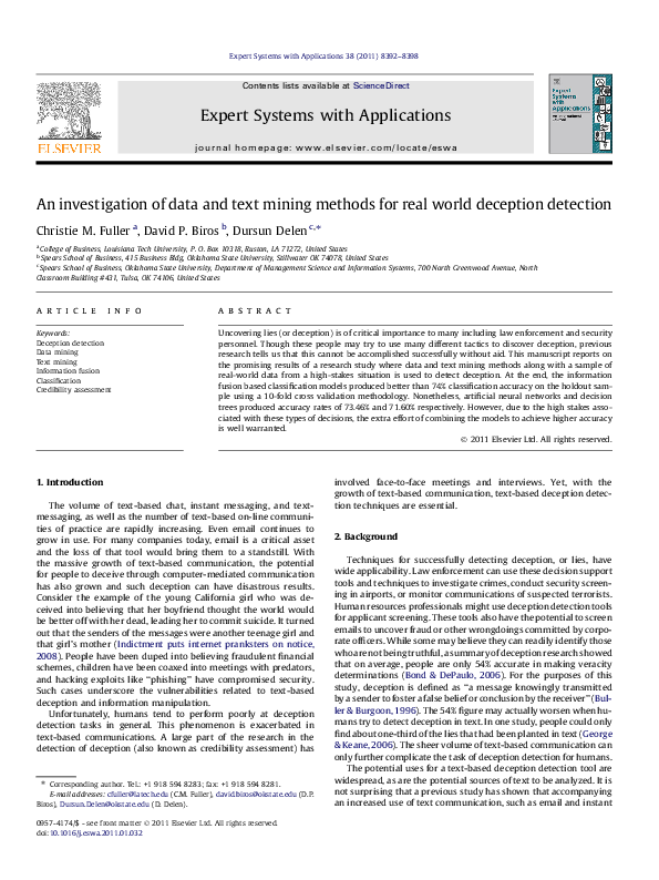 (PDF) An investigation of data and text mining methods for real world ...