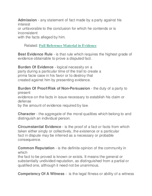 (DOC) RULES OF EVIDENCE