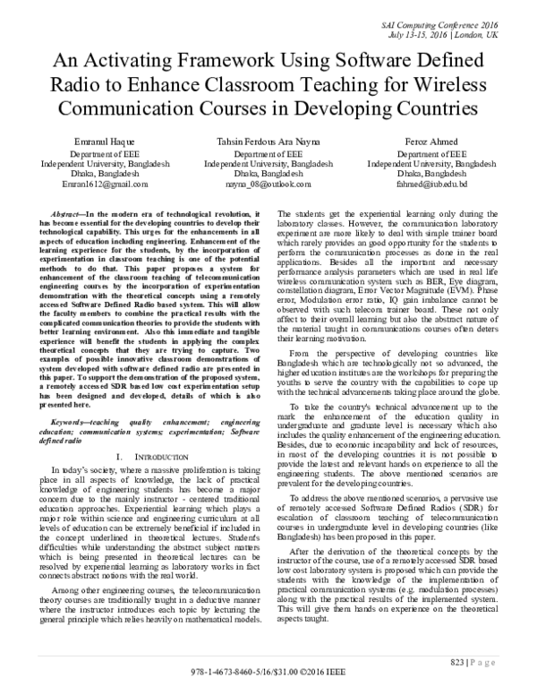 (PDF) An Activating Framework Using Software Defined Radio to Enhance Classroom Teaching for ...