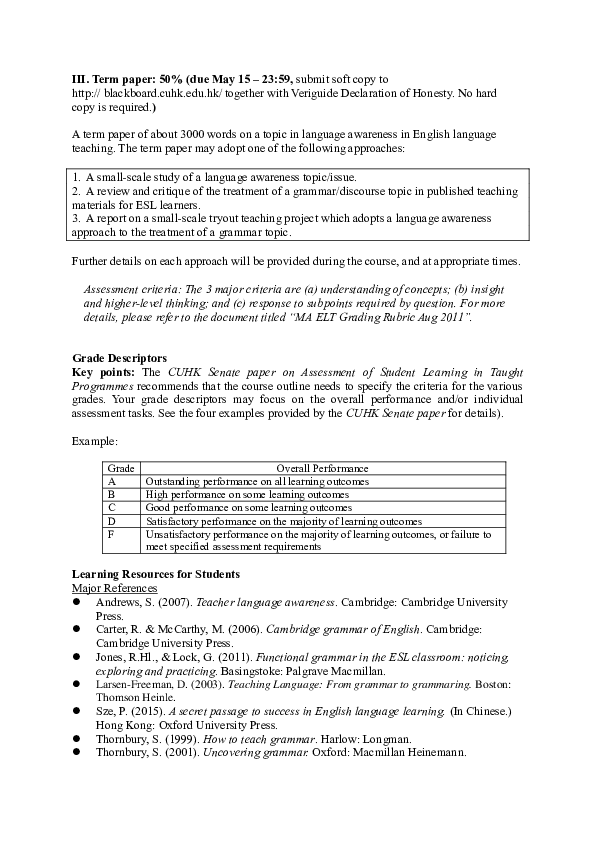 (DOC) Learning Resources for Students Major References