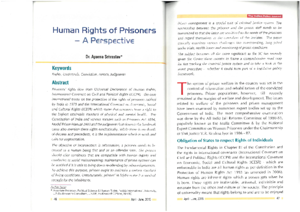 (PDF) Human Rights of Prisoners A Perspective | Dr. Aparna Srivastava ...