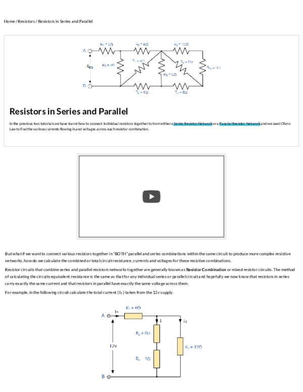 (PDF) Resistors in Series and Parallel