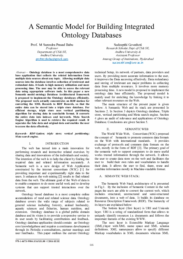(PDF) A Semantic Model for Building Integrated Ontology Databases