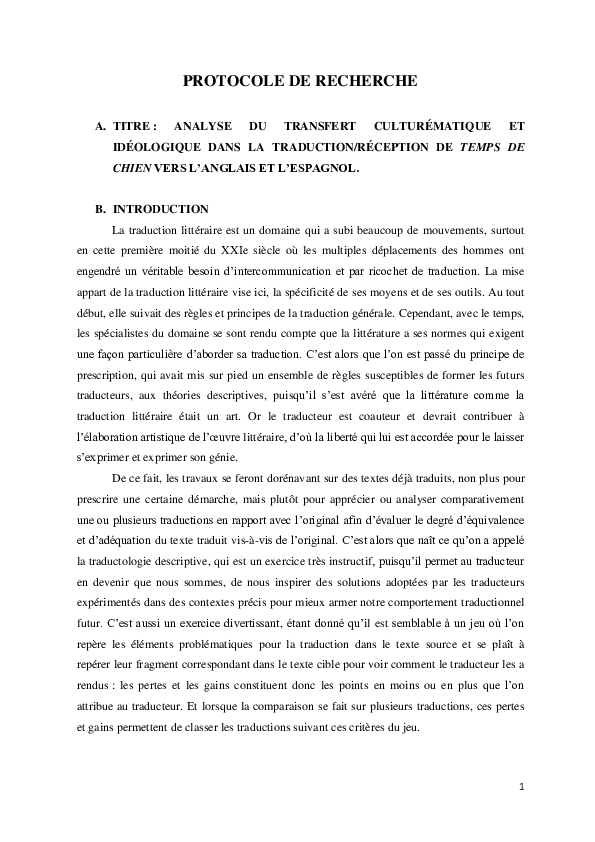 (DOC) PROTOCOLE DE RECHERCHE