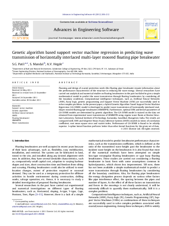 (PDF) Genetic algorithm based support vector machine regression in predicting wave transmission ...