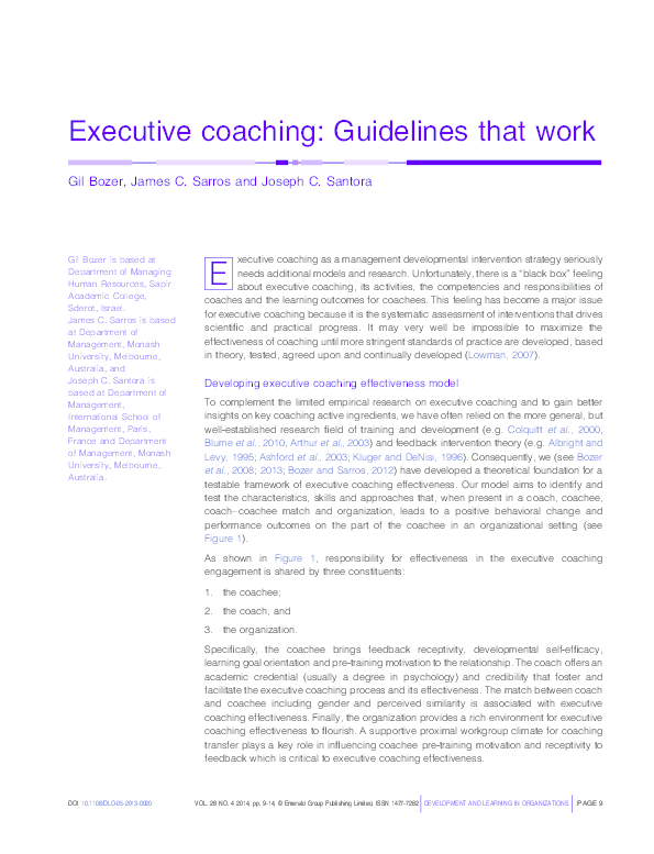 (PDF) Executive coaching: Guidelines that work