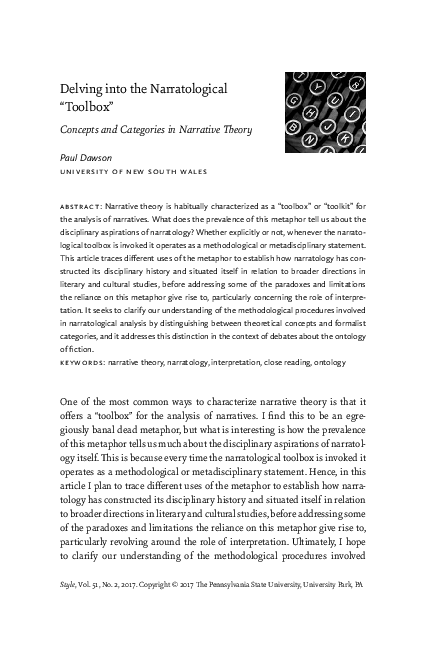 (PDF) Delving into the Narratological 'Toolbox': Concepts and ...