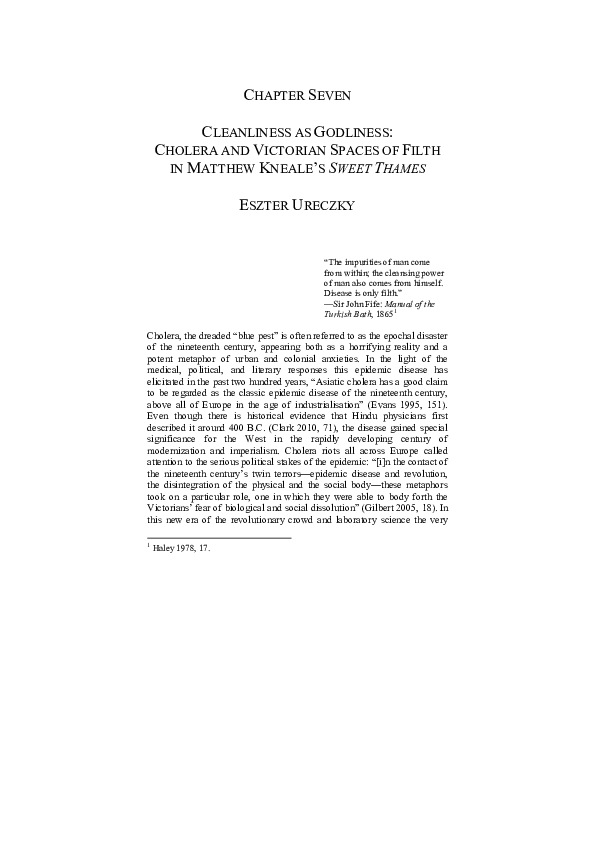 (PDF) "Cleanliness as Godliness: Cholera and Victorian Filth in Matthew ...