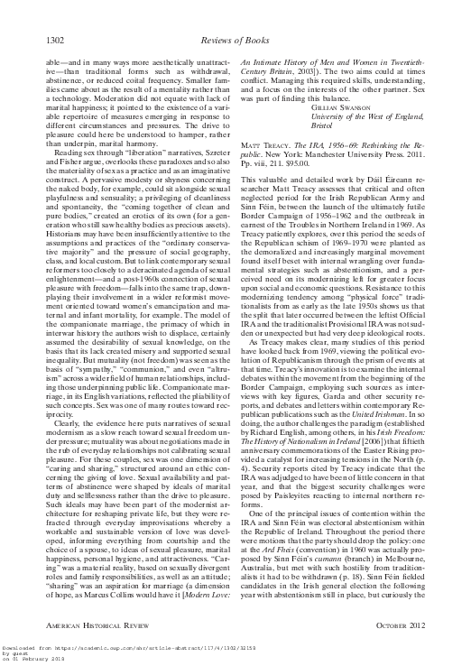 (PDF) MATT TREACY. The IRA, 1956-69: Rethinking the Republic [Book Review]