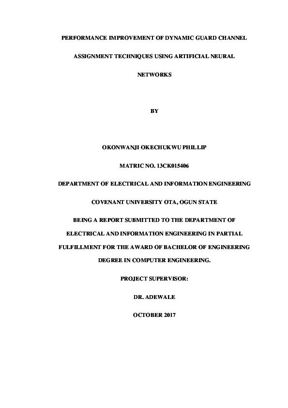(DOC) PERFORMANCE IMPROVEMENT OF DYNAMIC GUARD CHANNEL ASSIGNMENT TECHNIQUES USING ARTIFICIAL ...