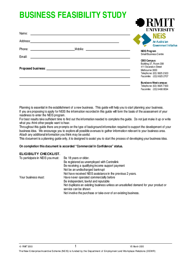 (PDF) BUSINESS FEASIBILITY STUDY