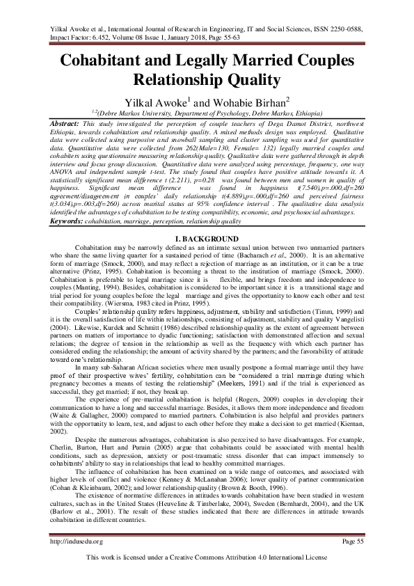 (PDF) Cohabitant and Legally Married Couples Relationship Quality