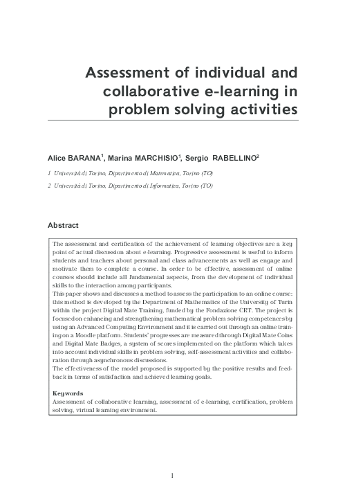 (PDF) Assessment of individual and collaborative e-learning in problem ...